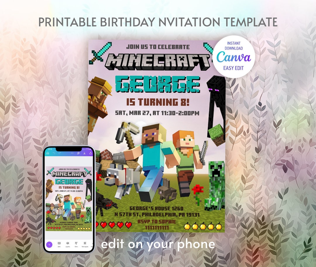 Printable Editable Invite, Video Game Party, Gamer Birthday Invitation ...