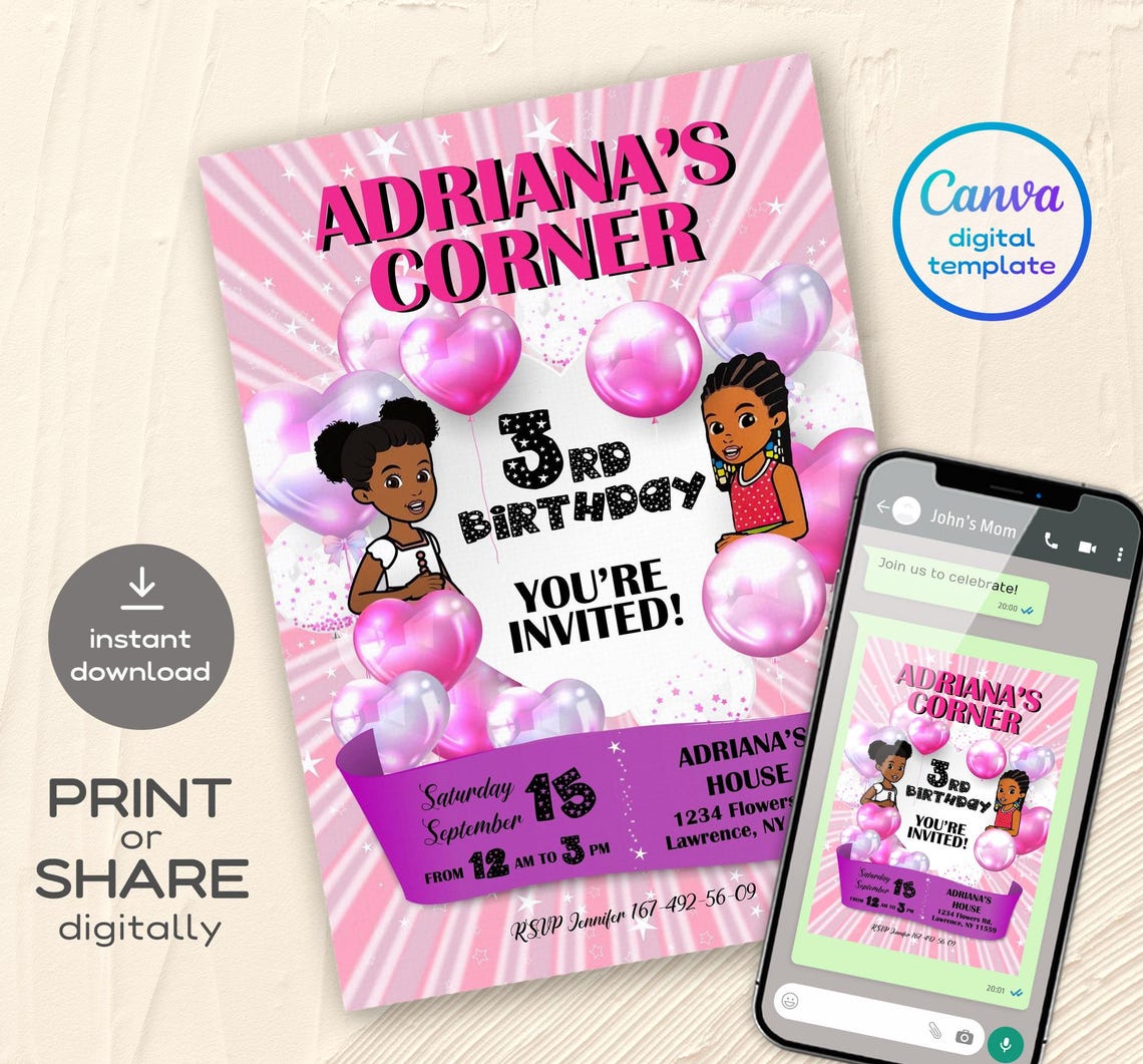 Gracie's Corner Birthday Invitation, Music Birthday Party, Printable ...