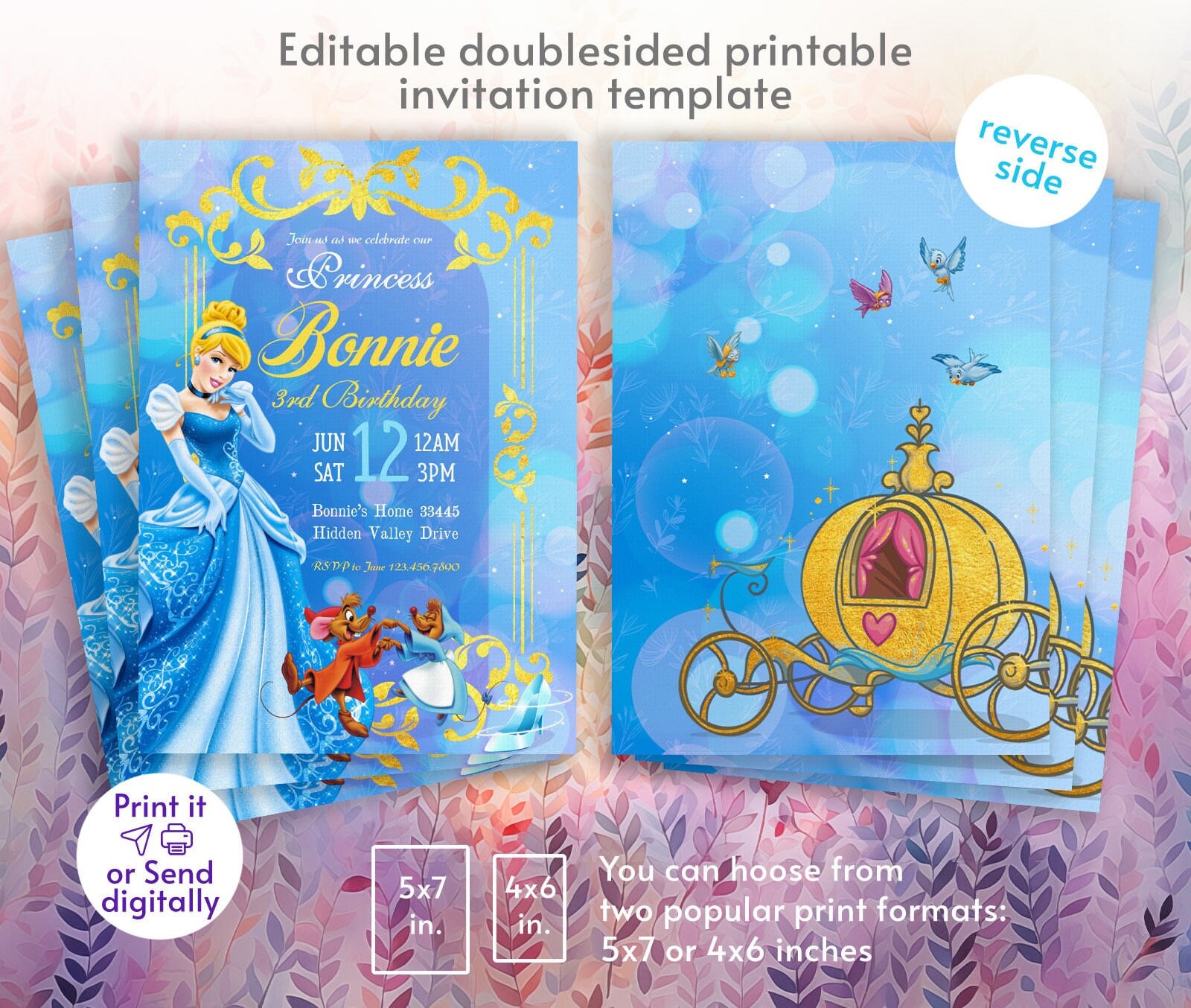Cinderella Blank Invitation Templates