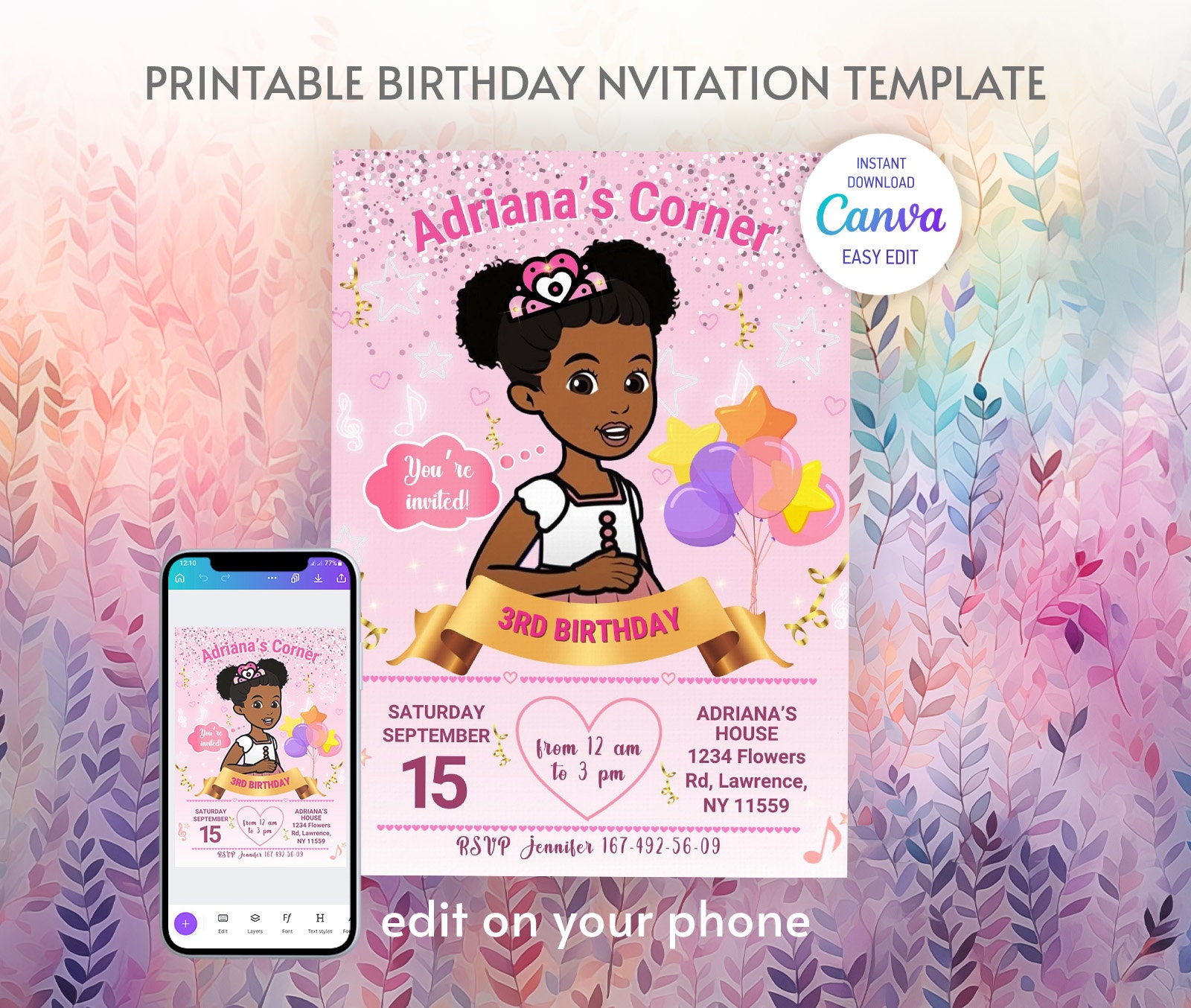 Gracie's Corner Birthday Invitation, Music Birthday Party, Printable ...