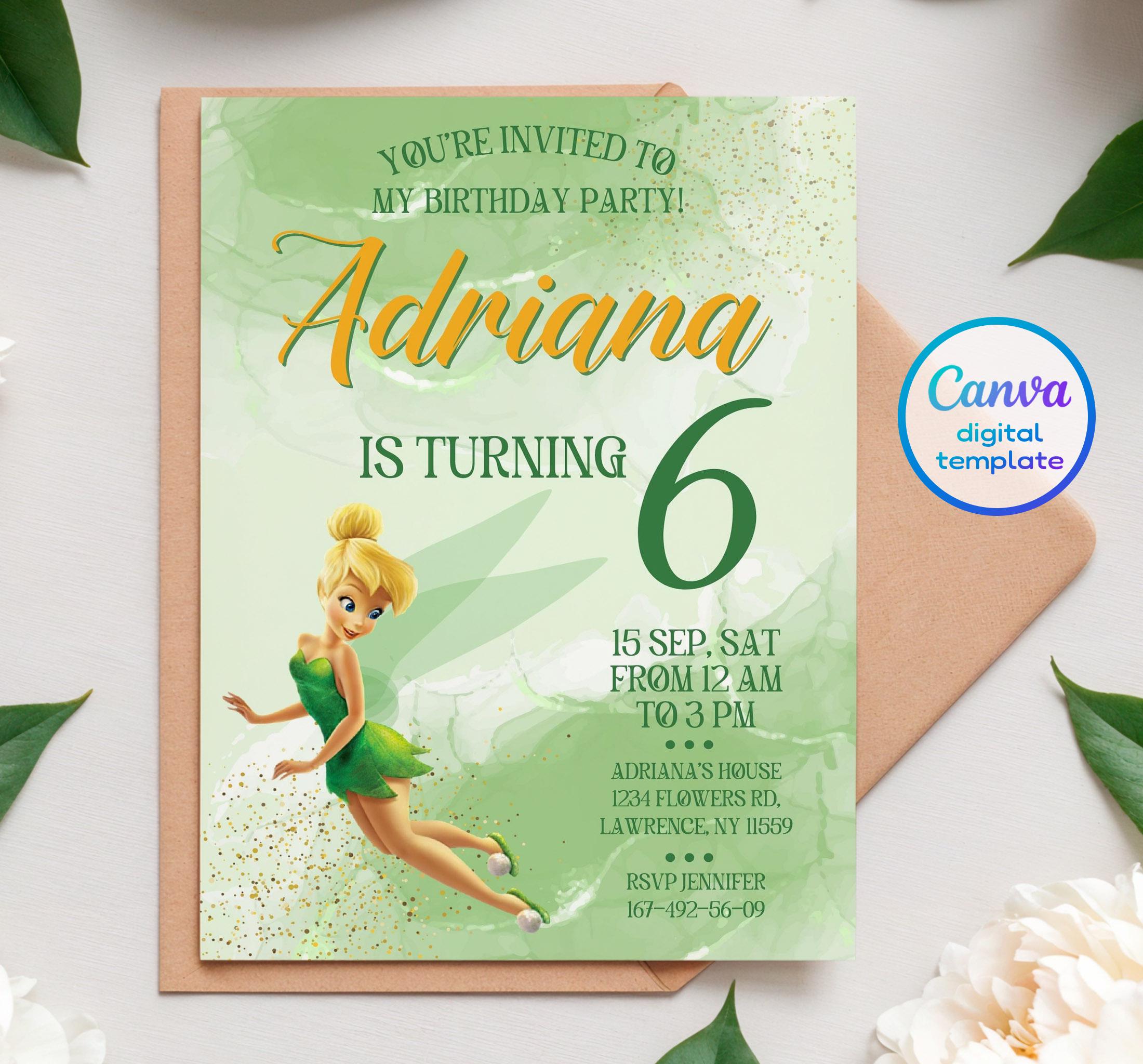 Printable Fairy Tinkerbell Fairy Birthday Invitation, Tinker Bell ...