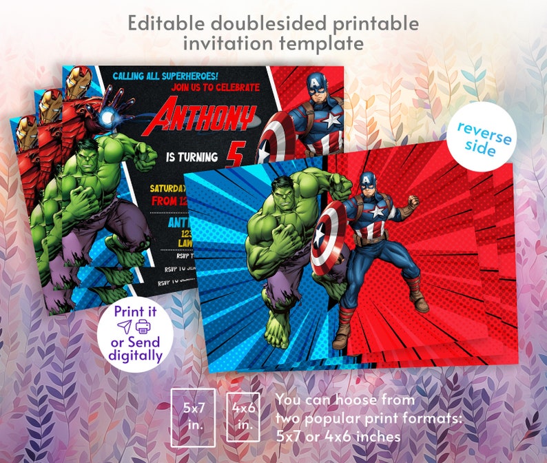 Printable Birthday Invitation, Avengers Invite, Spiderman Invite ...