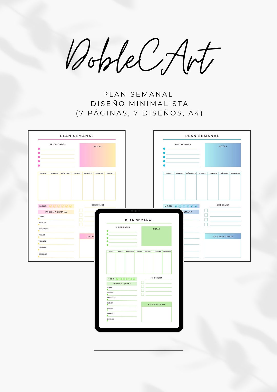 Weekly Plan - Minimalist Design - Etsy
