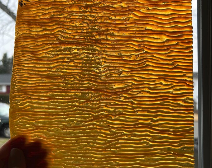 Vintage Sandy Gold Oceana Ripple Stained Glass Sheet - Etsy