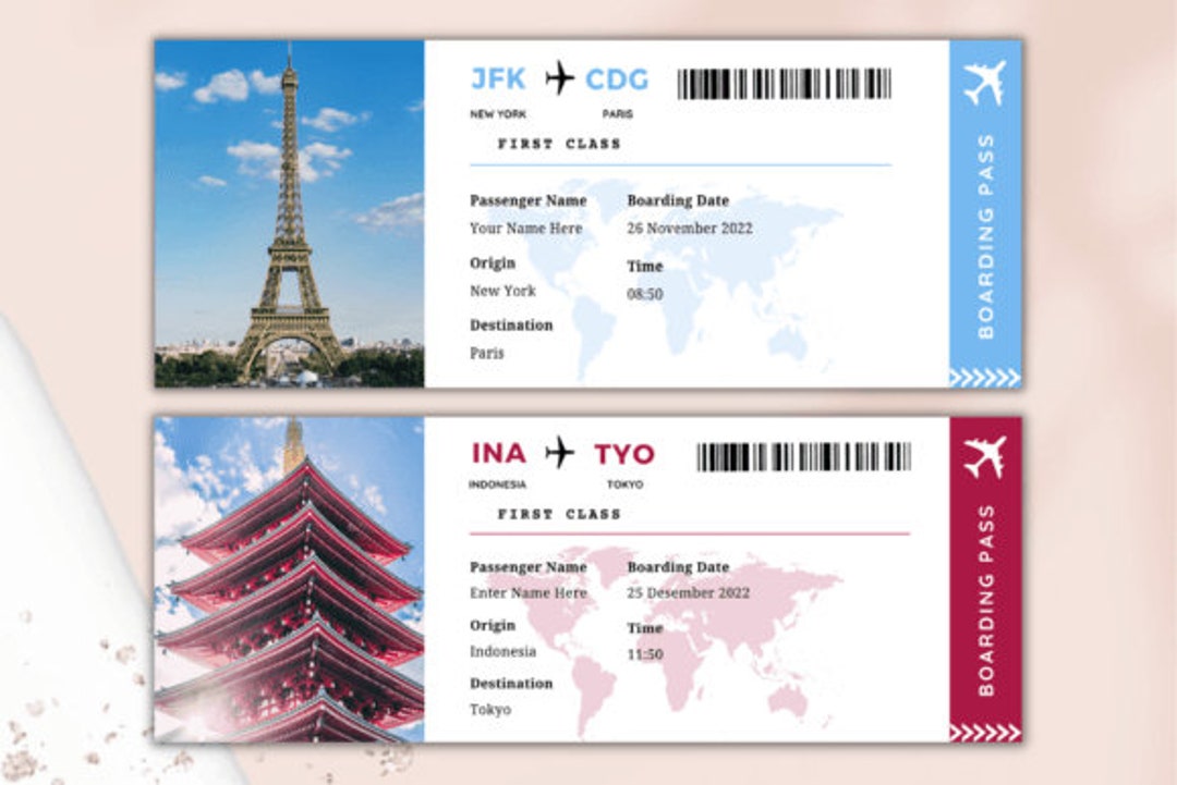 Editable Boarding Pass Ticket Canvas Template, Editable Fake Boarding ...