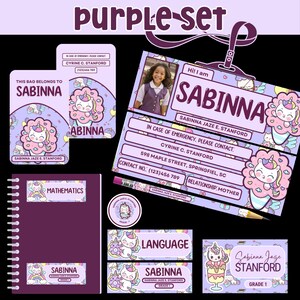 Editable Unicorn School Labels 140 Templates Canva Digital File Name ...