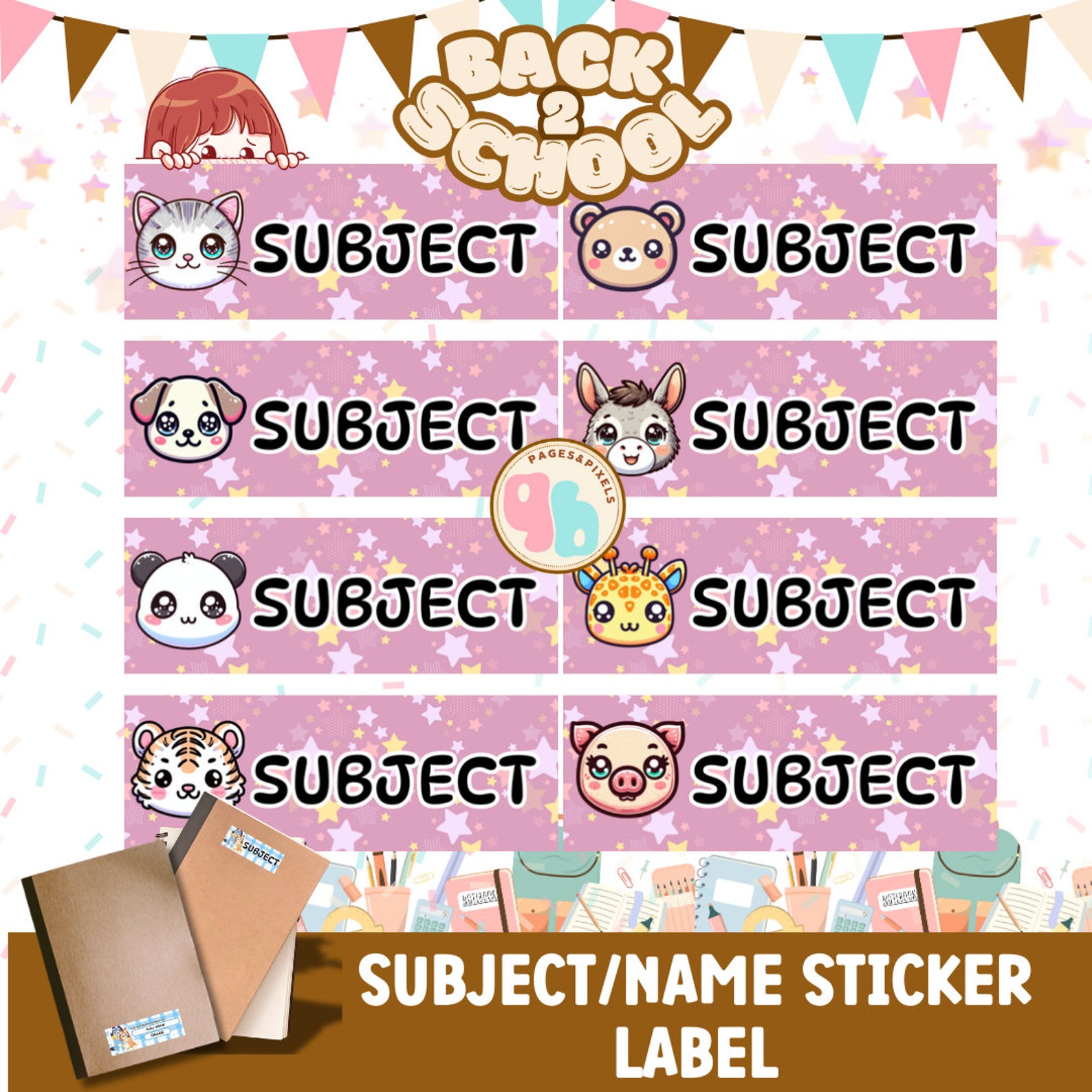 Editable Back to School Labels Personalized Name Labels Instant ...