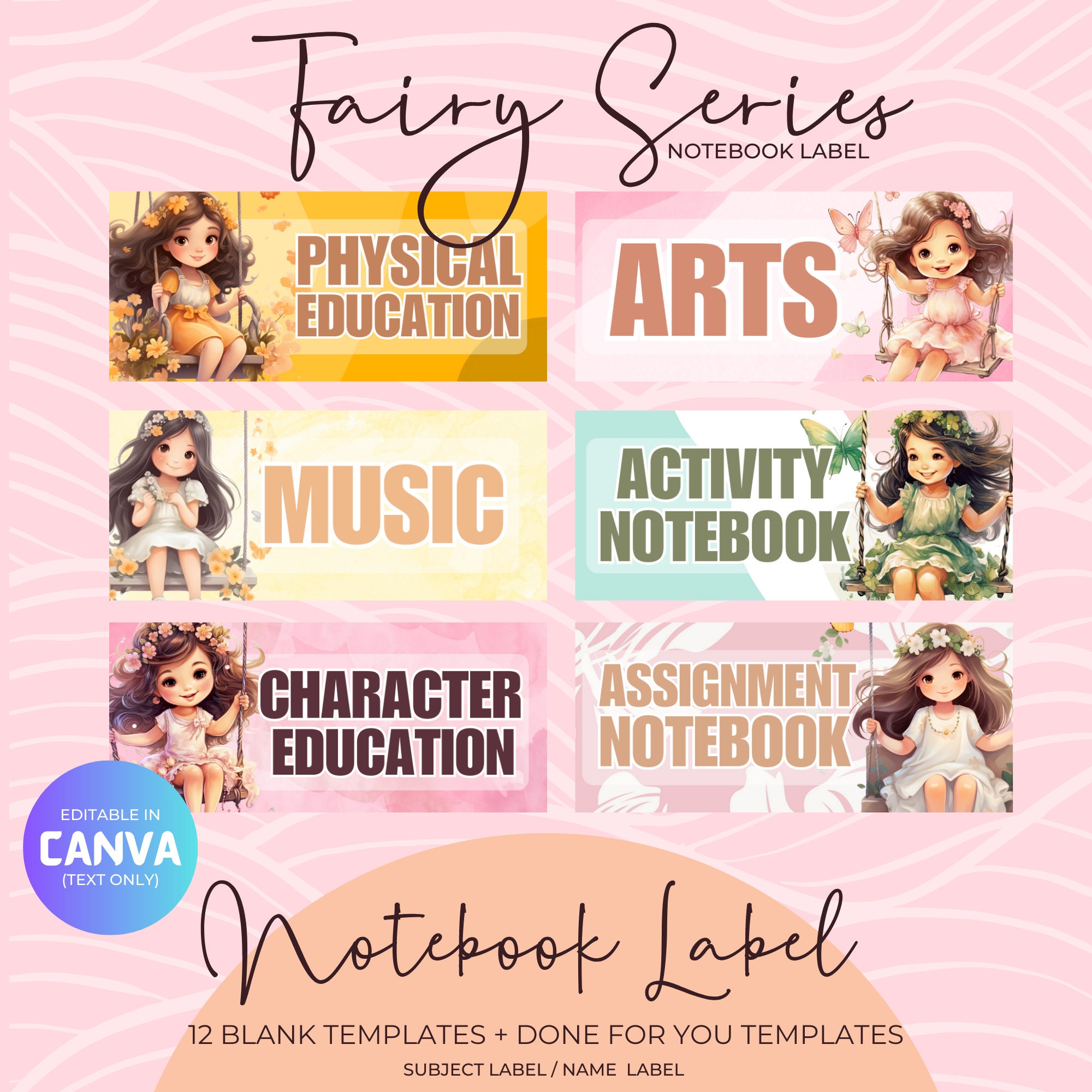 12 Editable School Labels for Notebooks Customizable Name - Etsy