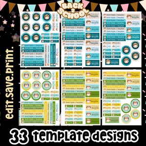 Editable Name Sticker Labels Template 11 Colorful Palettes A4 Size ...