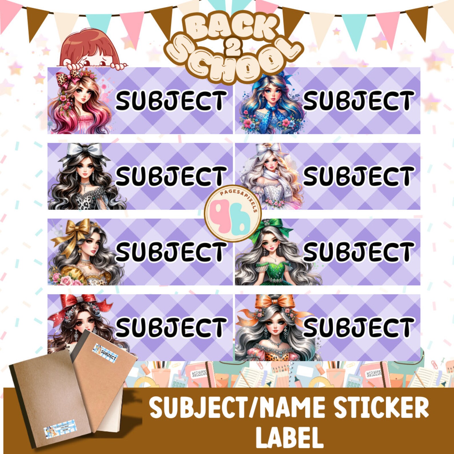 Editable Back to School Labels Personalized Name Labels Instant ...