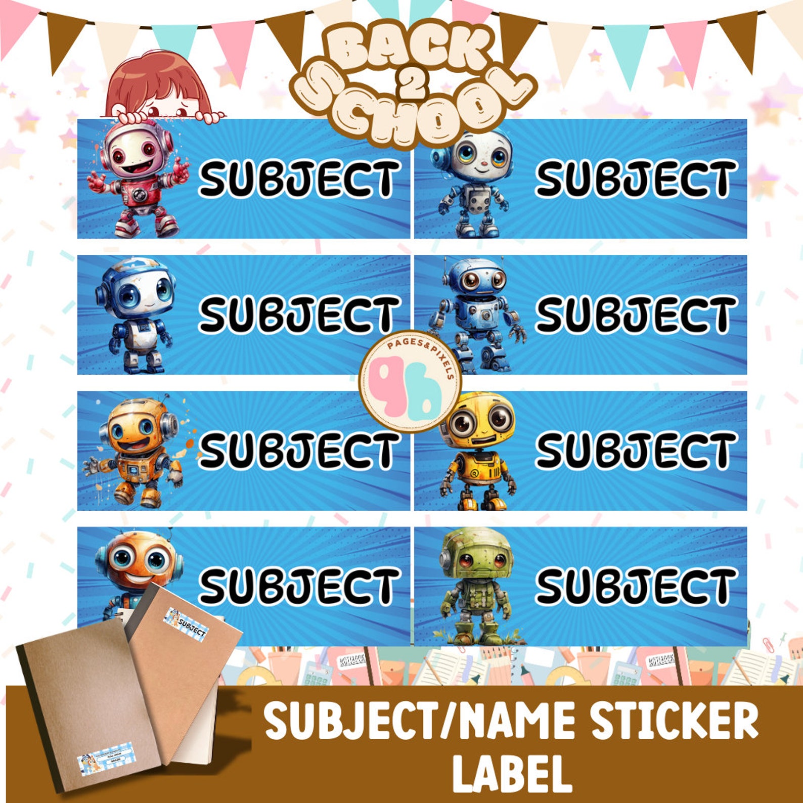 Editable Back to School Labels Personalized Name Labels Instant ...