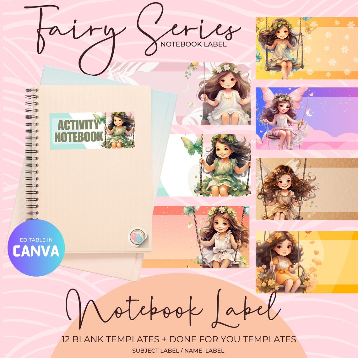 12 Editable School Labels for Notebooks Customizable Name - Etsy