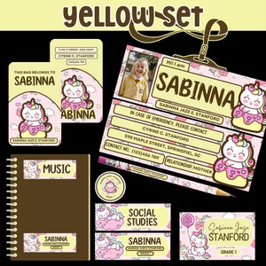 Editable Unicorn School Labels 140 Templates Canva Digital File Name ...