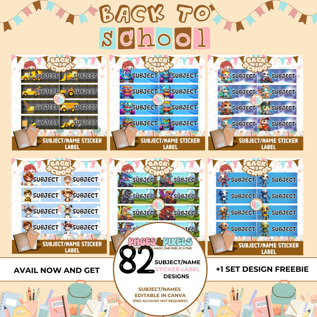 Editable Back to School Labels Personalized Name Labels Instant ...