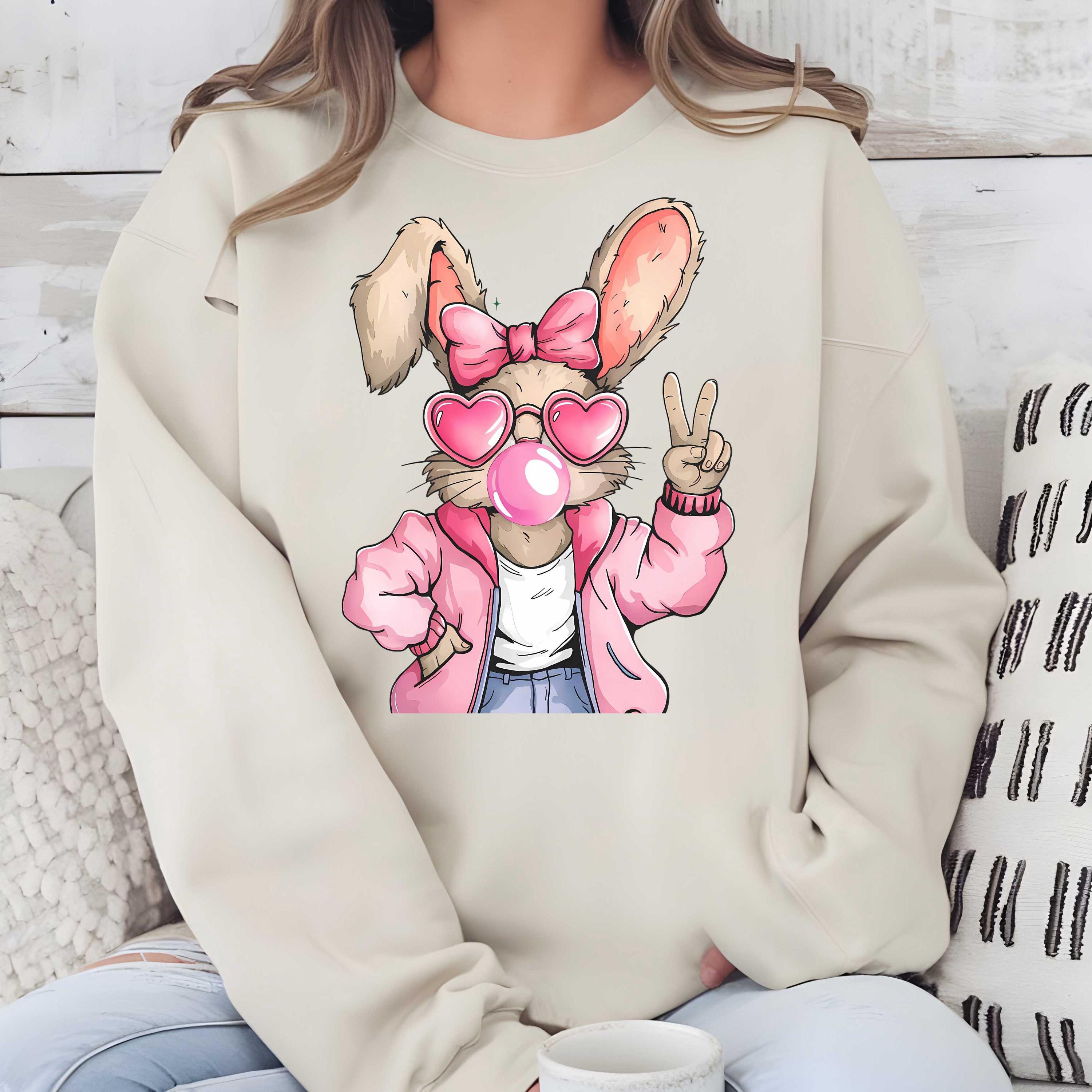 Easter Bunny Peace Sign Png, Easter Bunny Blowing Bubblegum Png, Spring ...