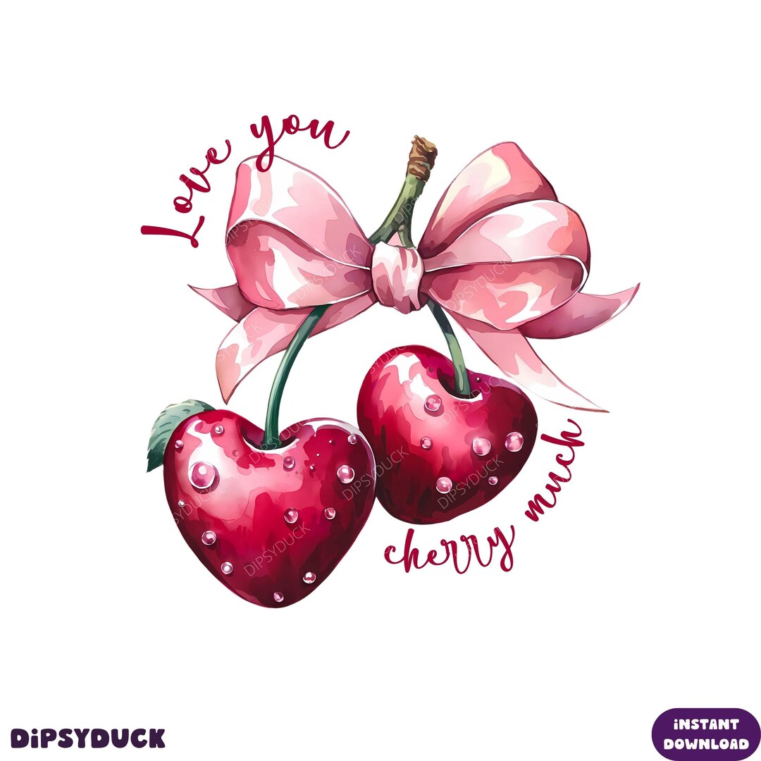 I Love You Cherry Much Cherries Png, Disco Heart Cherries, Retro ...