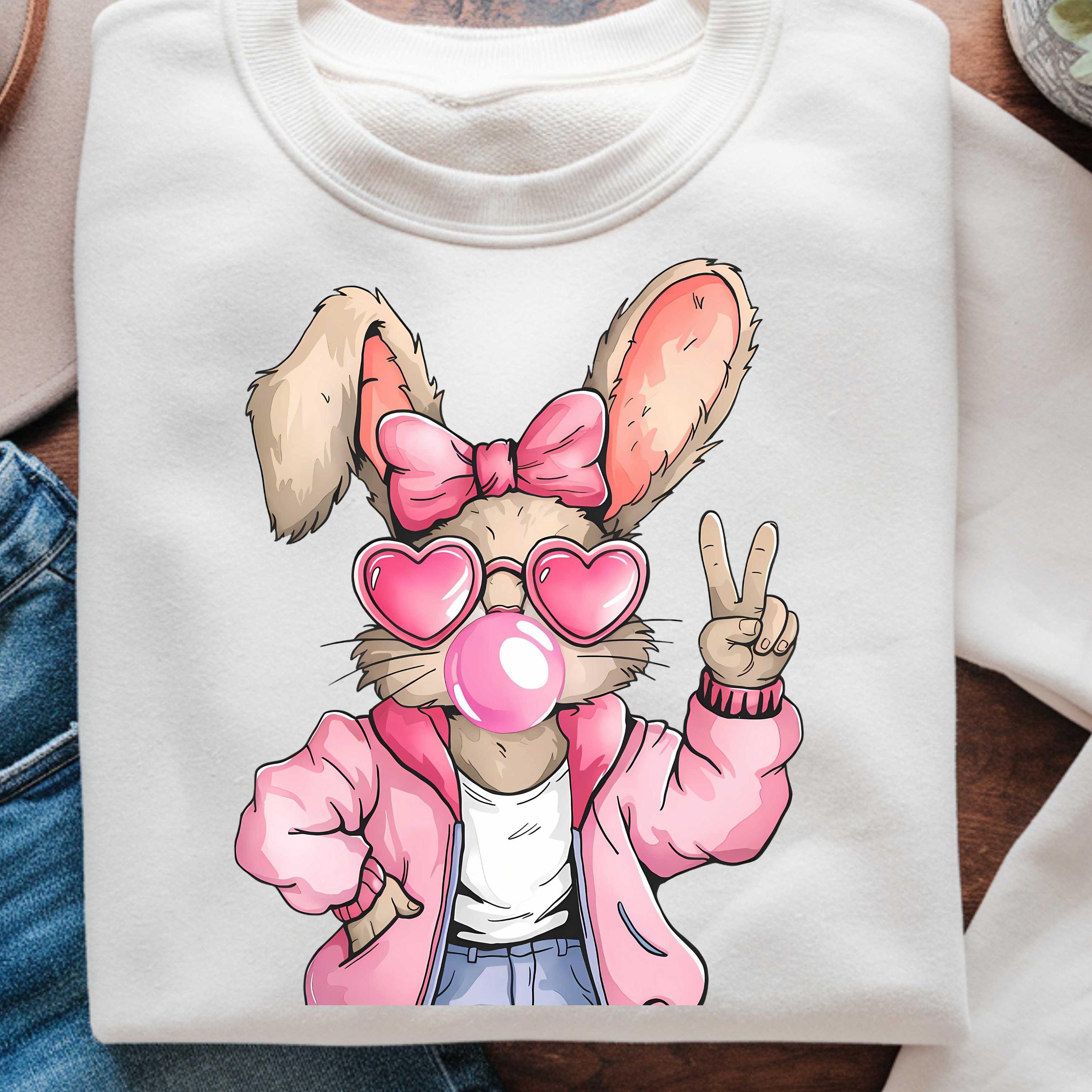 Easter Bunny Peace Sign Png, Easter Bunny Blowing Bubblegum Png, Spring ...