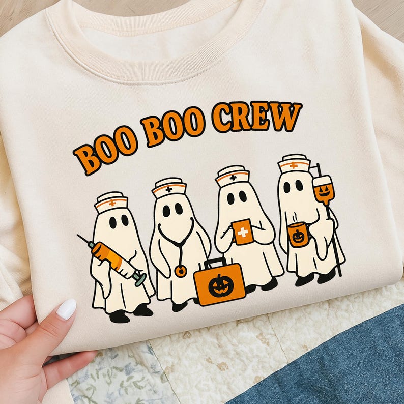 Boo Boo Crew Nurse Halloween Png, Funny Ghost Nurse Png, Spooky Nurse ...