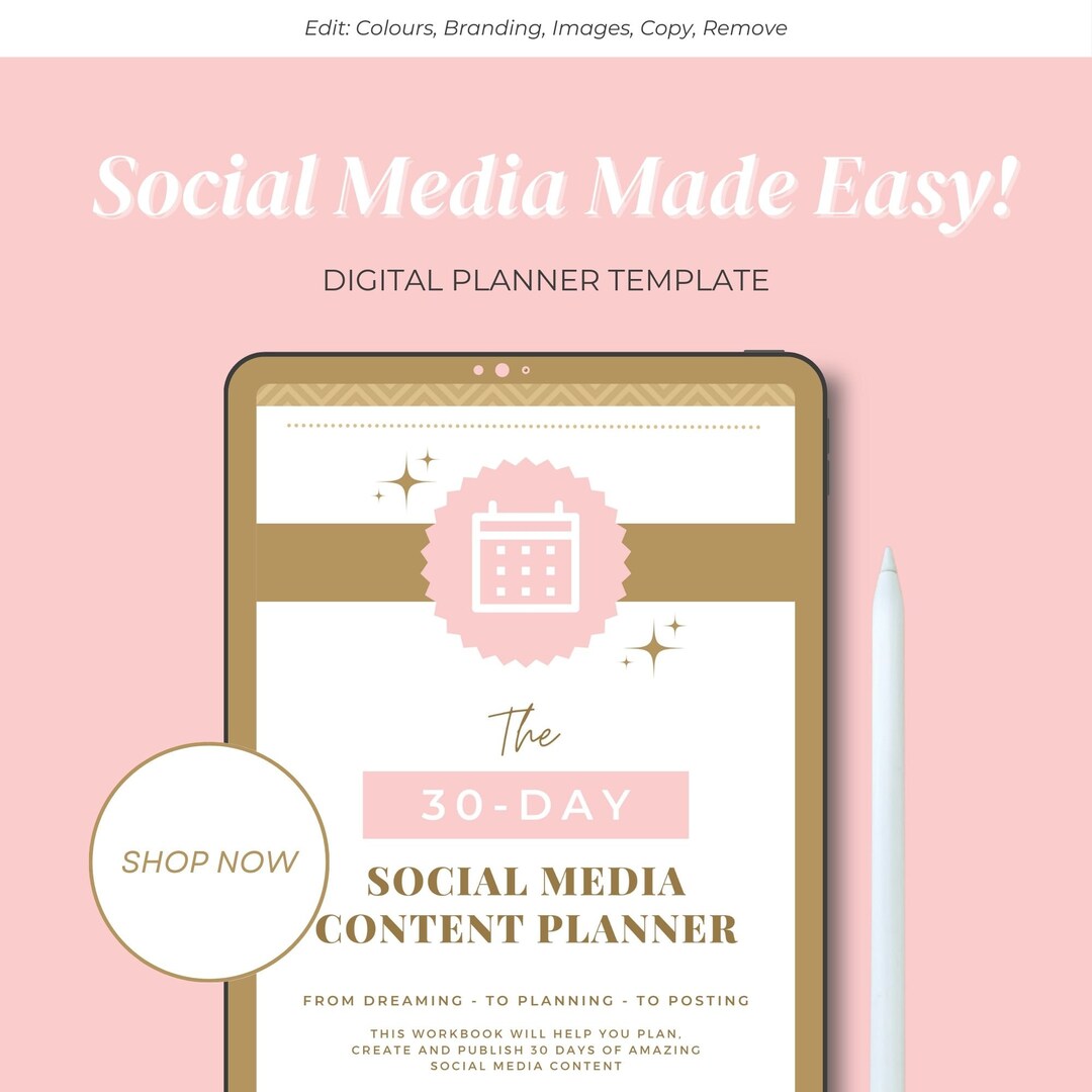30 Day Social Media Content Planner, Monthly Planner, Content Ideas, Salon Social Media, Content ...