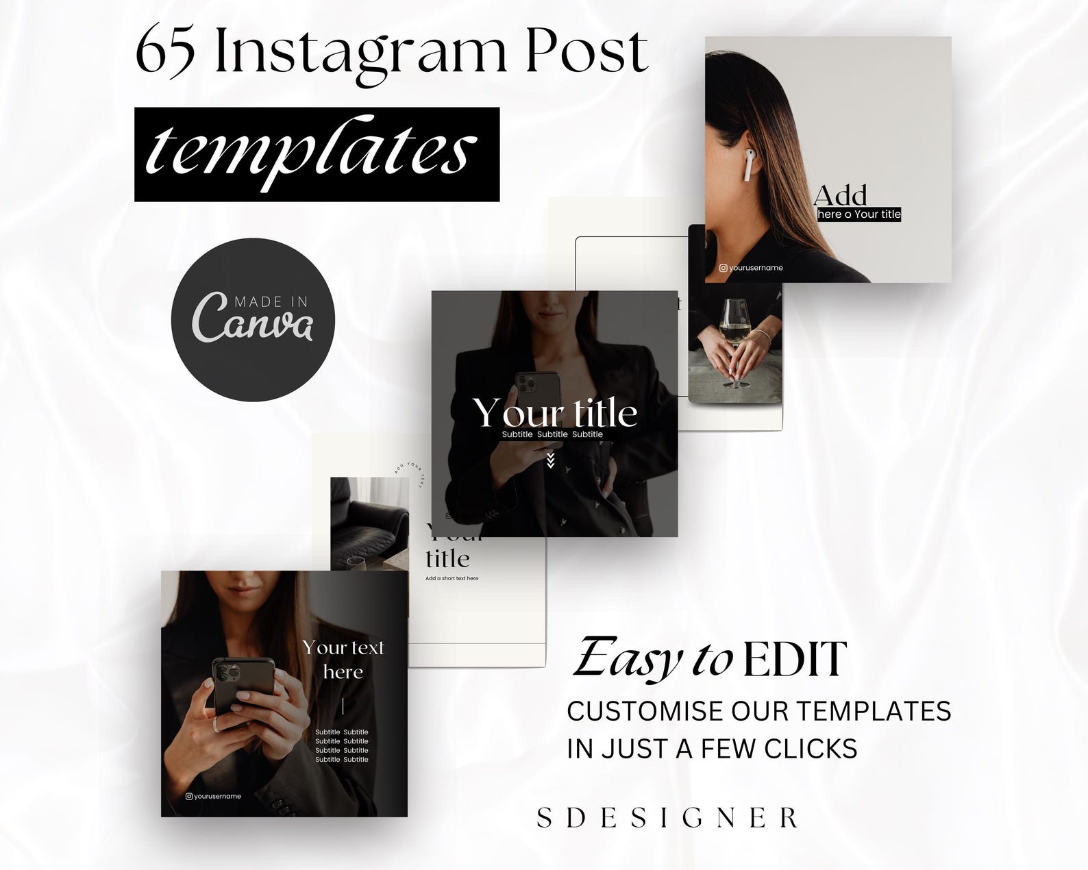 Minimalist Social Media Templates: Black and White Posts for Canva ...