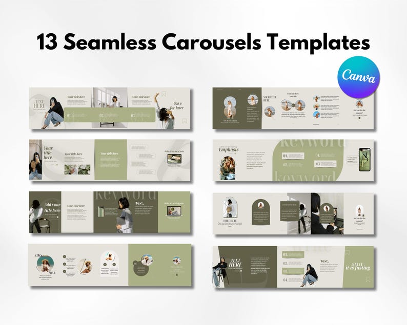 Minimalist Instagram Carousel Templates - 13 Seamless Slides (canva ...