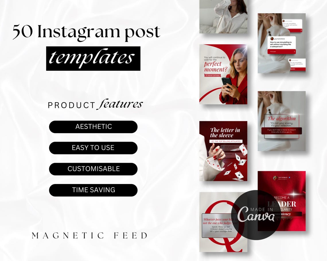 Red Instagram Post Canva Templates: Digital Product Marketing ...