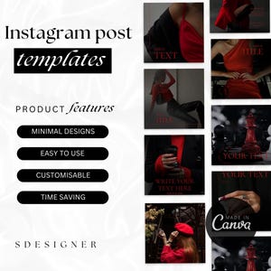 Black & Red Instagram Templates – 50 Luxury Fashion Posts (canva ...