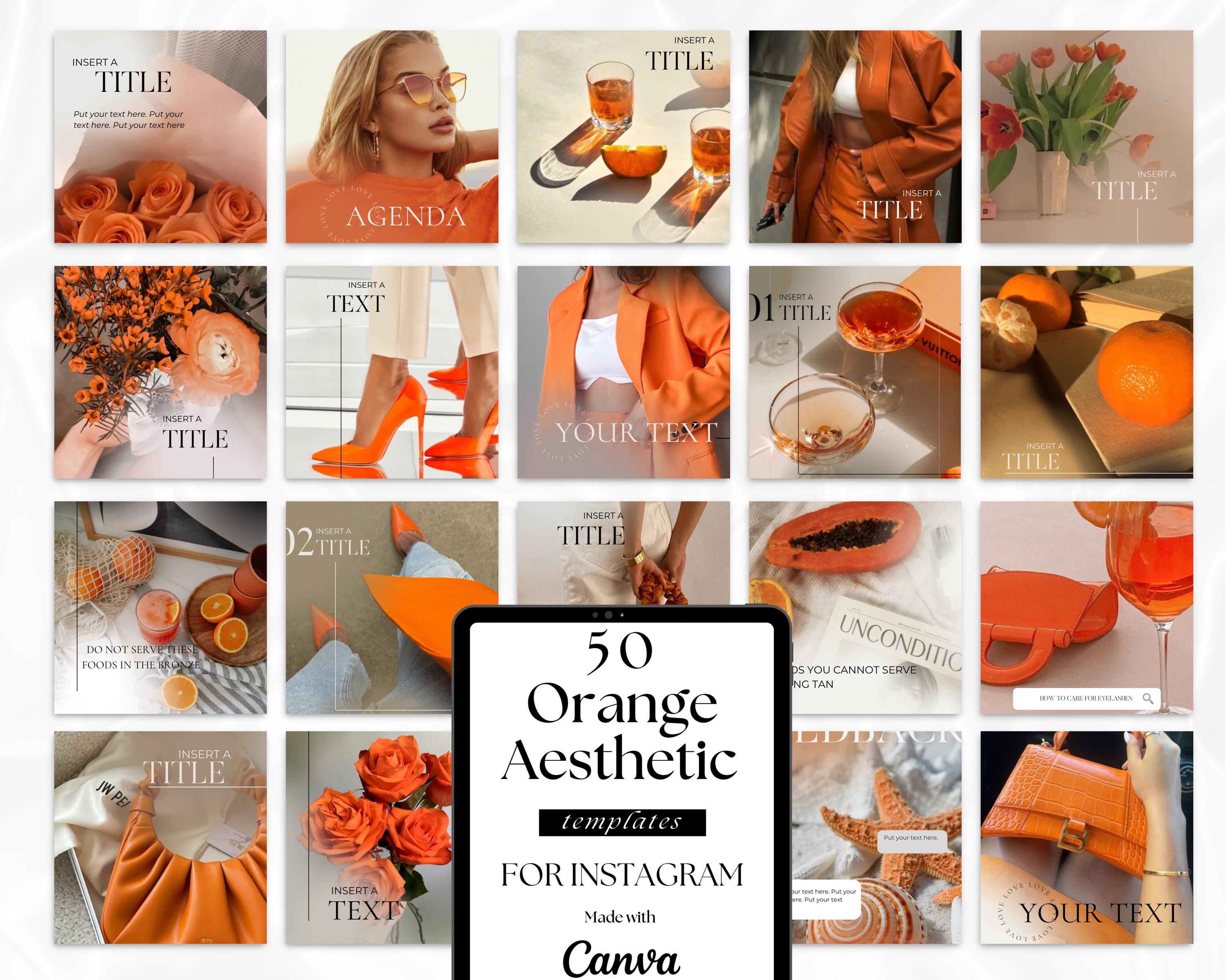 Orange Aesthetic Instagram Canva Templates Pack for a Stunning ...