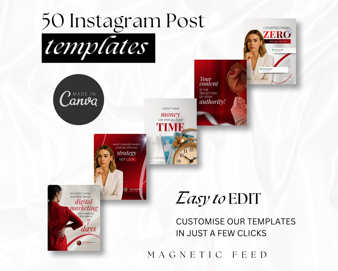 Red Instagram Post Canva Templates: Digital Product Marketing ...