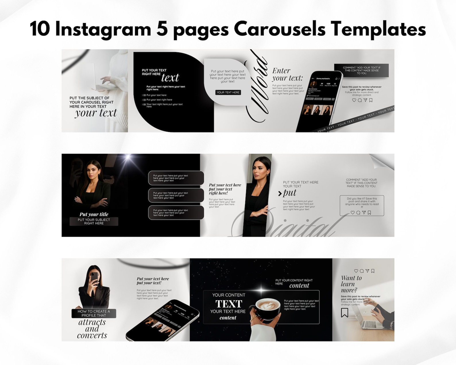 Modelos de carrossel para narrativas perfeitas: Kit elegante para redes ...