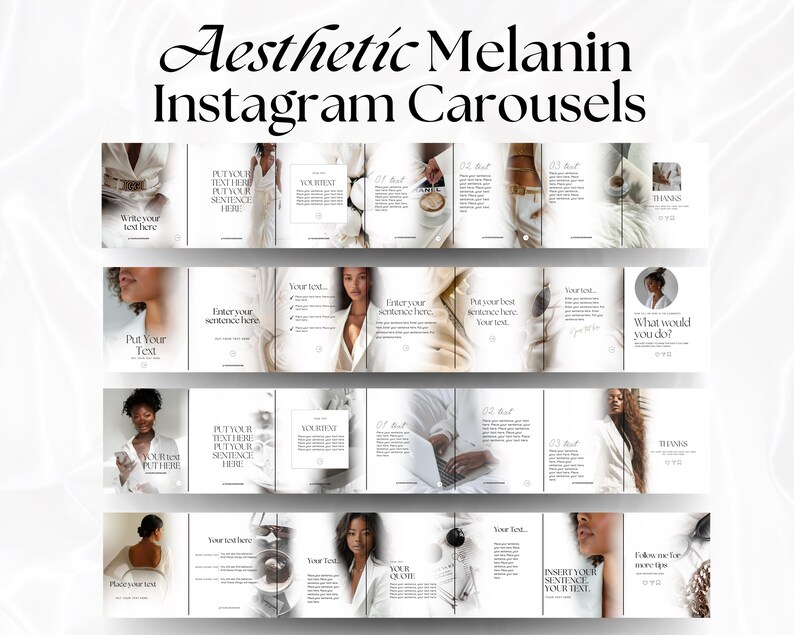 MELANIN INSTAGRAM CAROUSEL Aesthetic Canva Templates - Aesthetic White ...