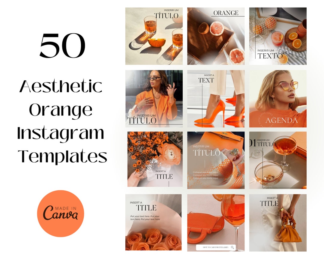 Orange Aesthetic Instagram Canva Templates Pack for a Stunning ...