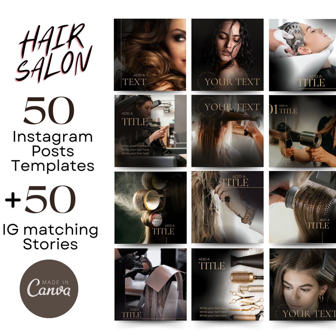 Chic SALON Aesthetic Instagram Posts and Story Canva Templates Elevate ...