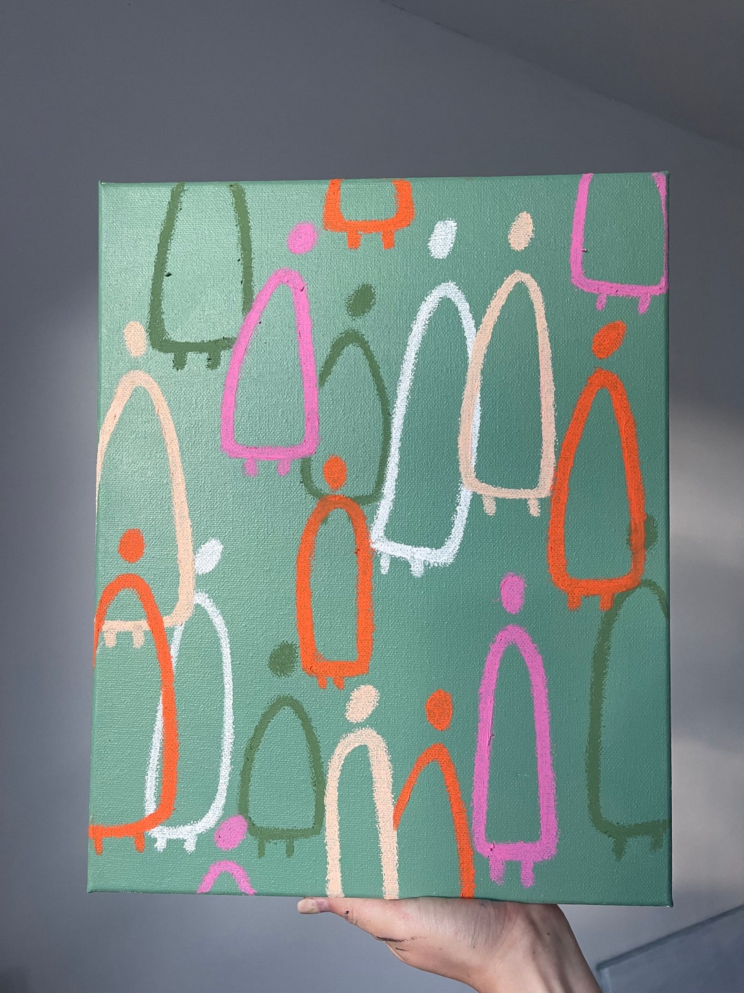 Minimalist Crowd of People, Urban Crowd, Original Acrylic Painting ...