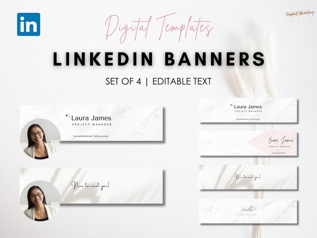 4 Linkedin Banners Showcase Your Personal Brand White Marble Design ...
