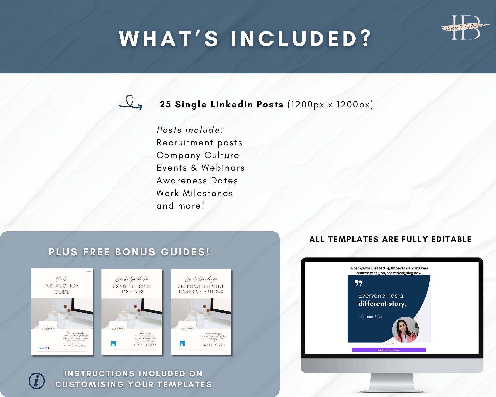 25 Linkedin Post Templates | Dark Blue Style | Linkedin Template ...