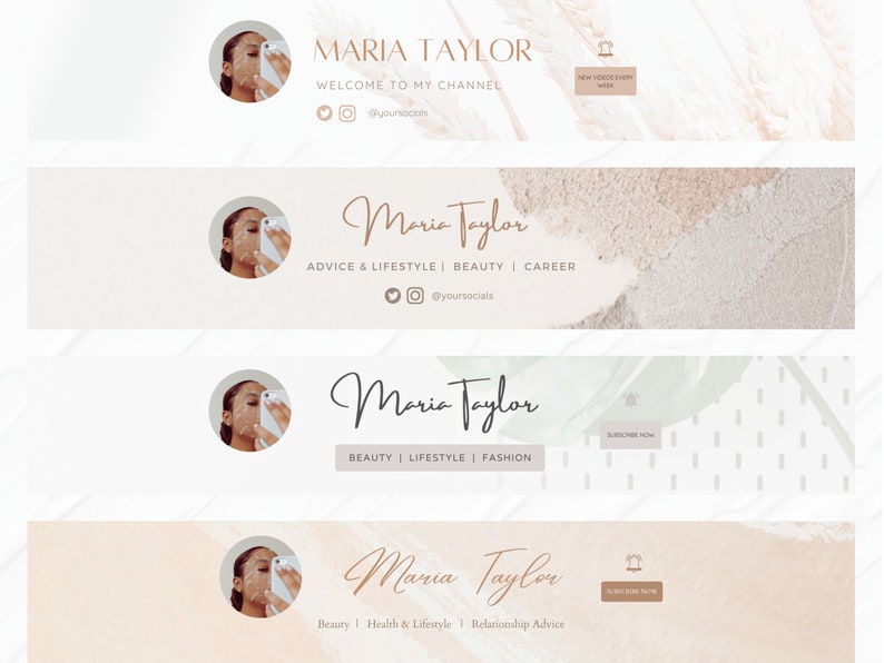 4 Youtube Banner Templates White Modern Banner Style Youtube Branding ...