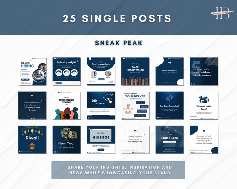 25 Linkedin Post Templates | Dark Blue Style | Linkedin Template ...