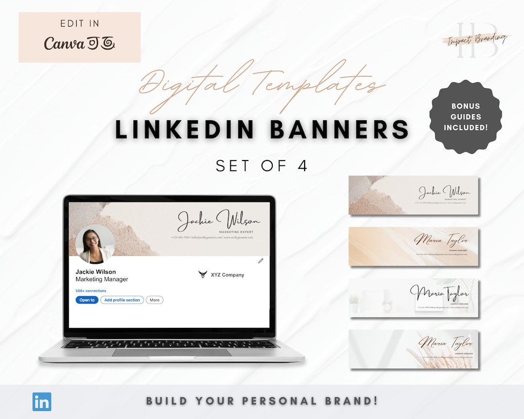 4 Modern Linkedin Banners | Professional Canva Templates (digital ...