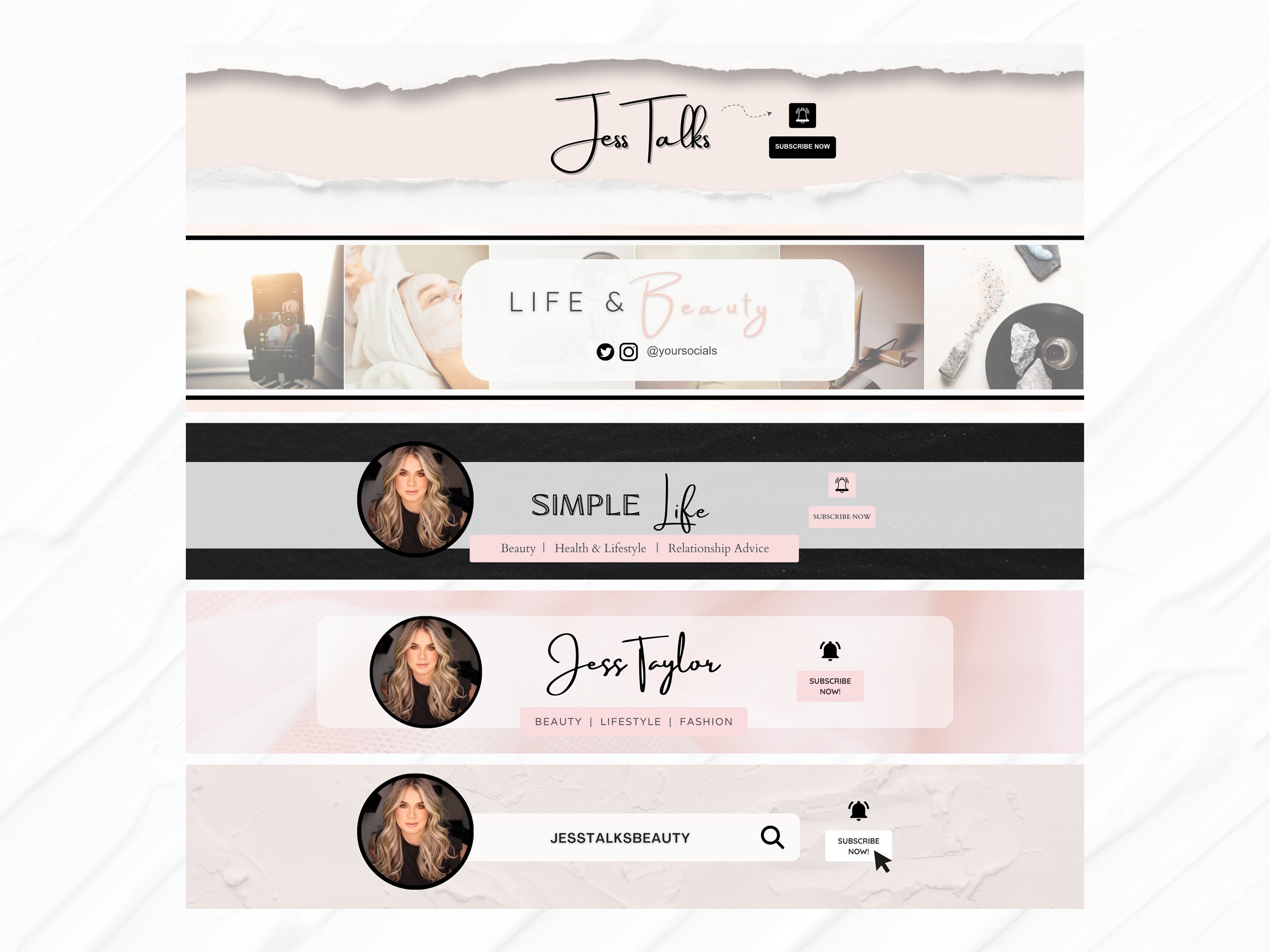 9 Youtube Banner Templates Pink Modern Banner Style Youtube Branding ...