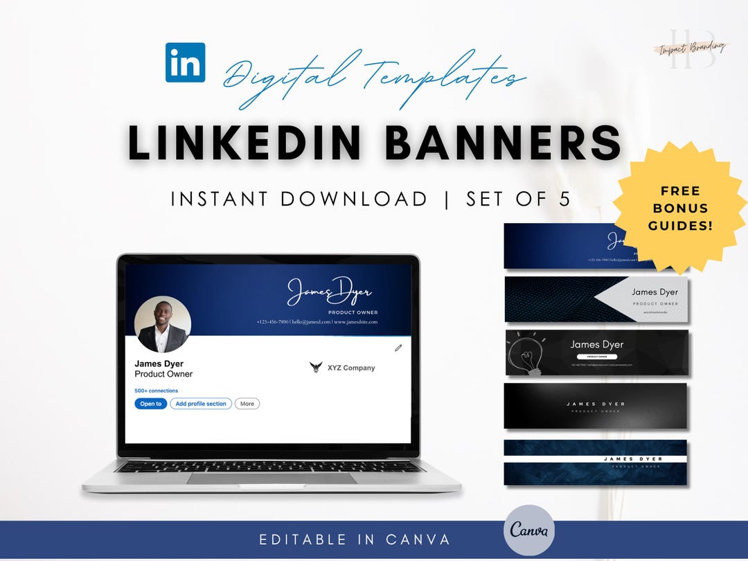 5 Linkedin Professional Banner Templates | Personal Brand | Set of 5 ...