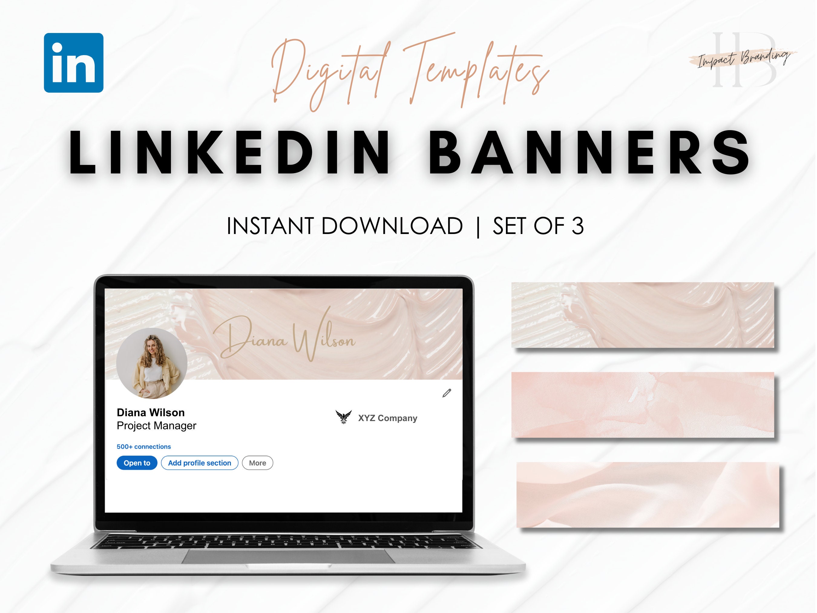 4 Linkedin Banners | Showcase Your Personal Brand | Soft Pink ...