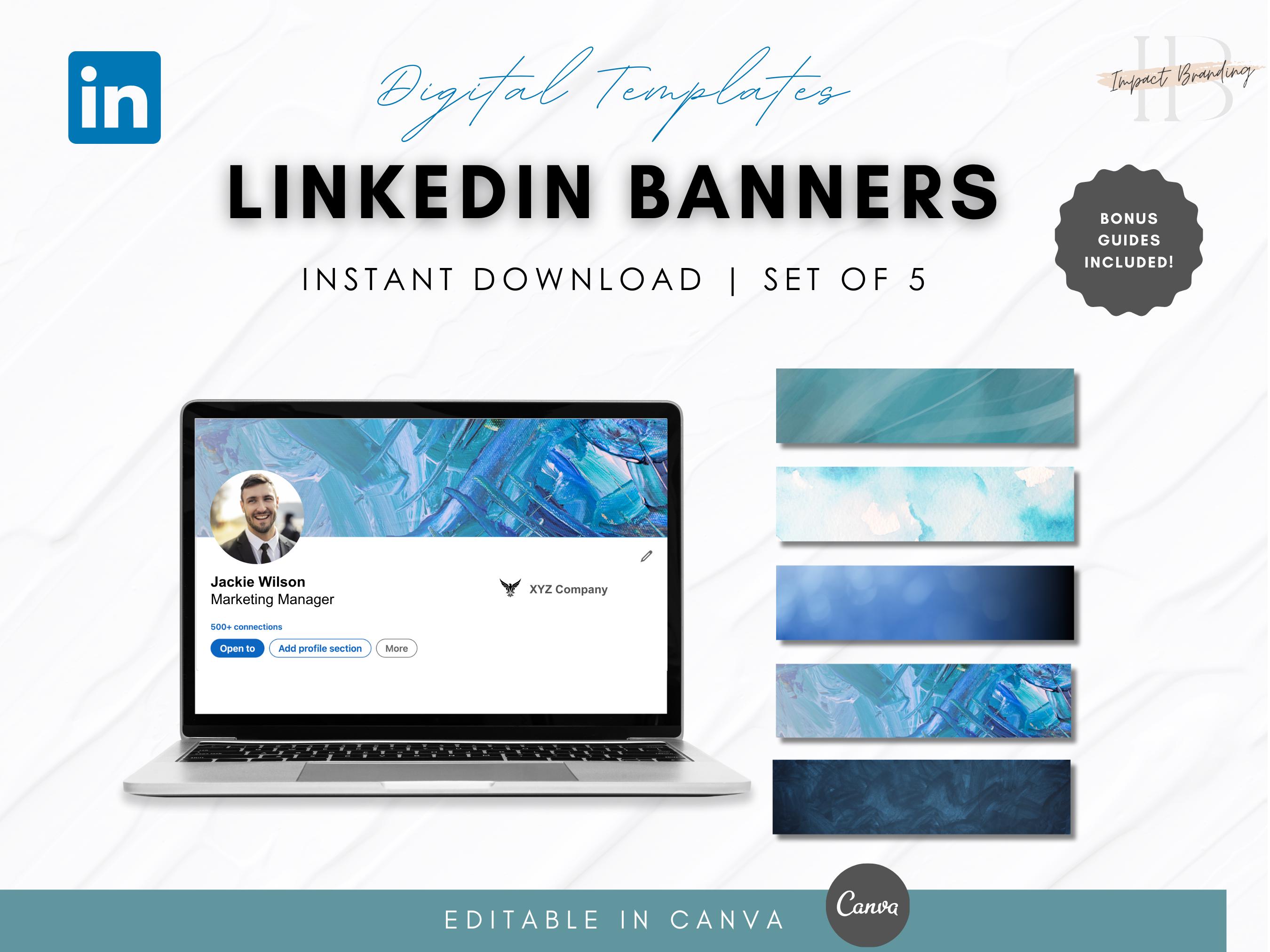 5 Blue Professional Linkedin Banner | Canva Template | Linkedin ...
