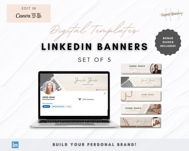 4 Linkedin Banners | Personal Brand | Simple Beige | Linkedin ...