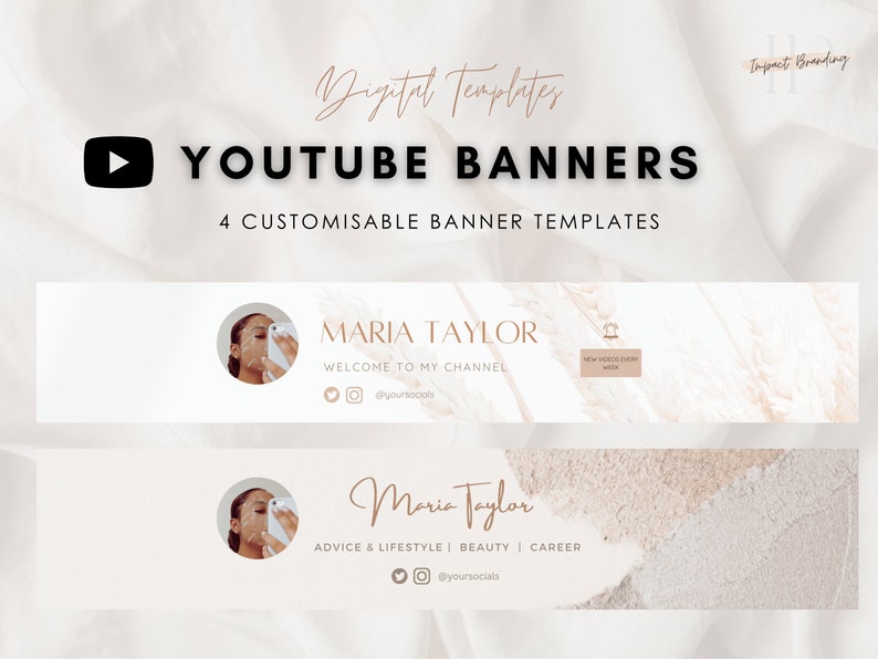 4 Youtube Banner Templates White Modern Banner Style Youtube Branding ...