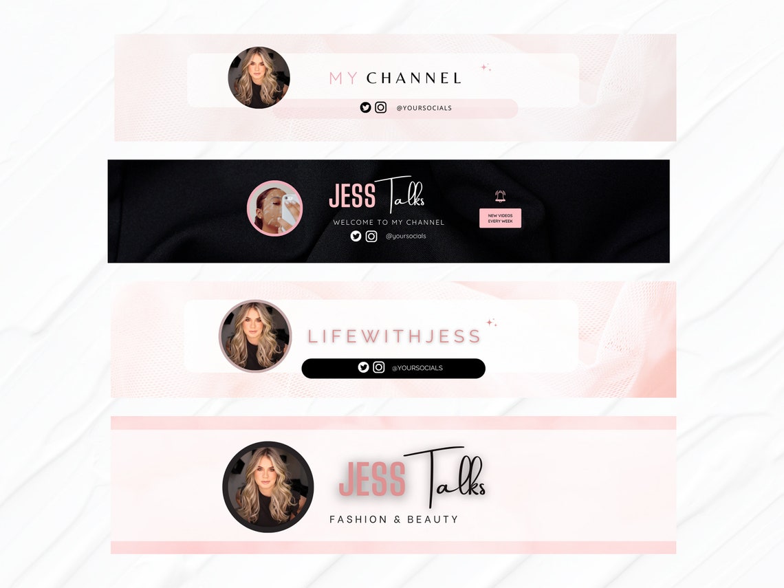 9 Youtube Banner Templates | Pink Modern Banner Style | Youtube ...
