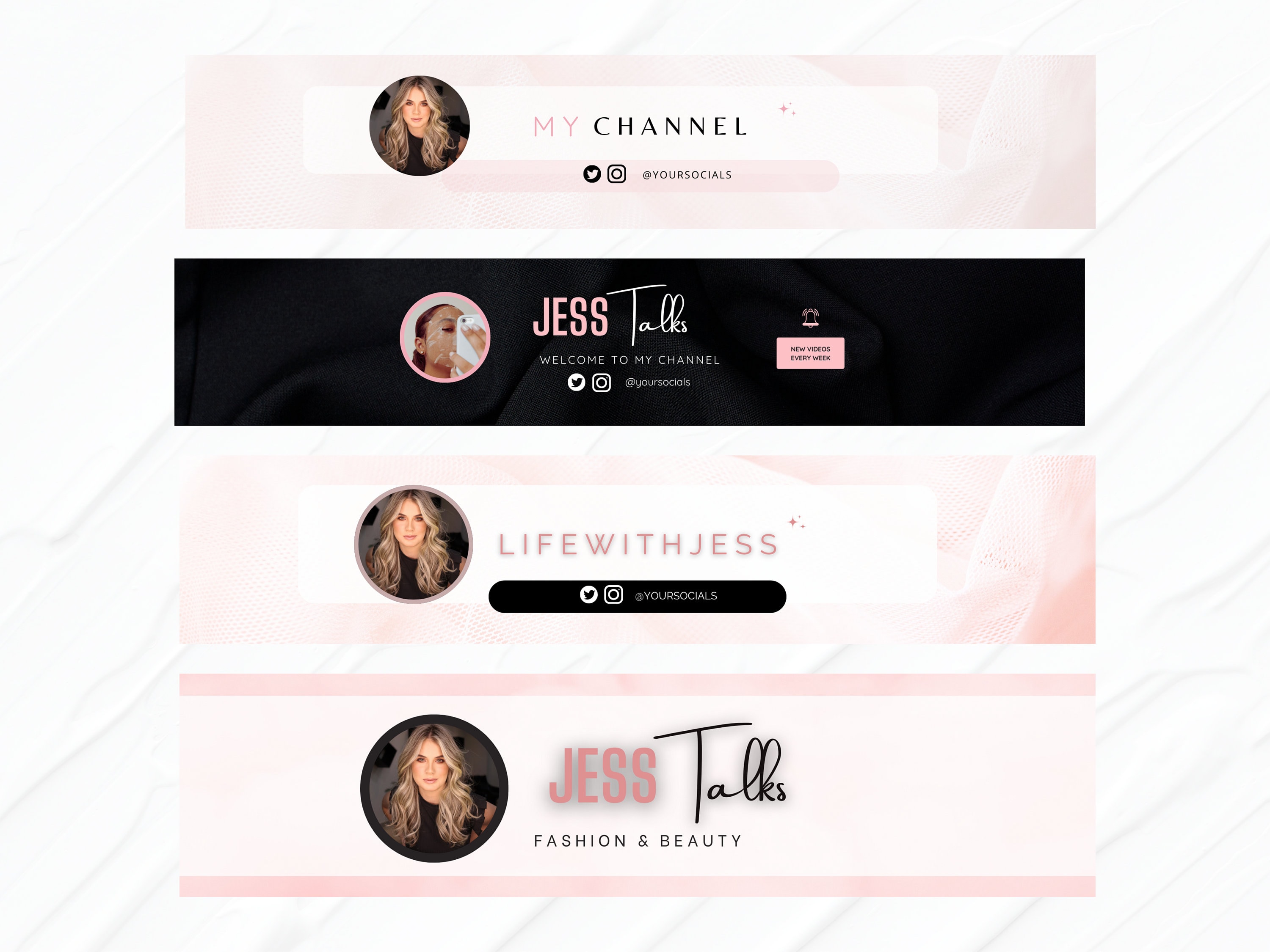 9 Youtube Banner Templates | Pink Modern Banner Style | Youtube ...