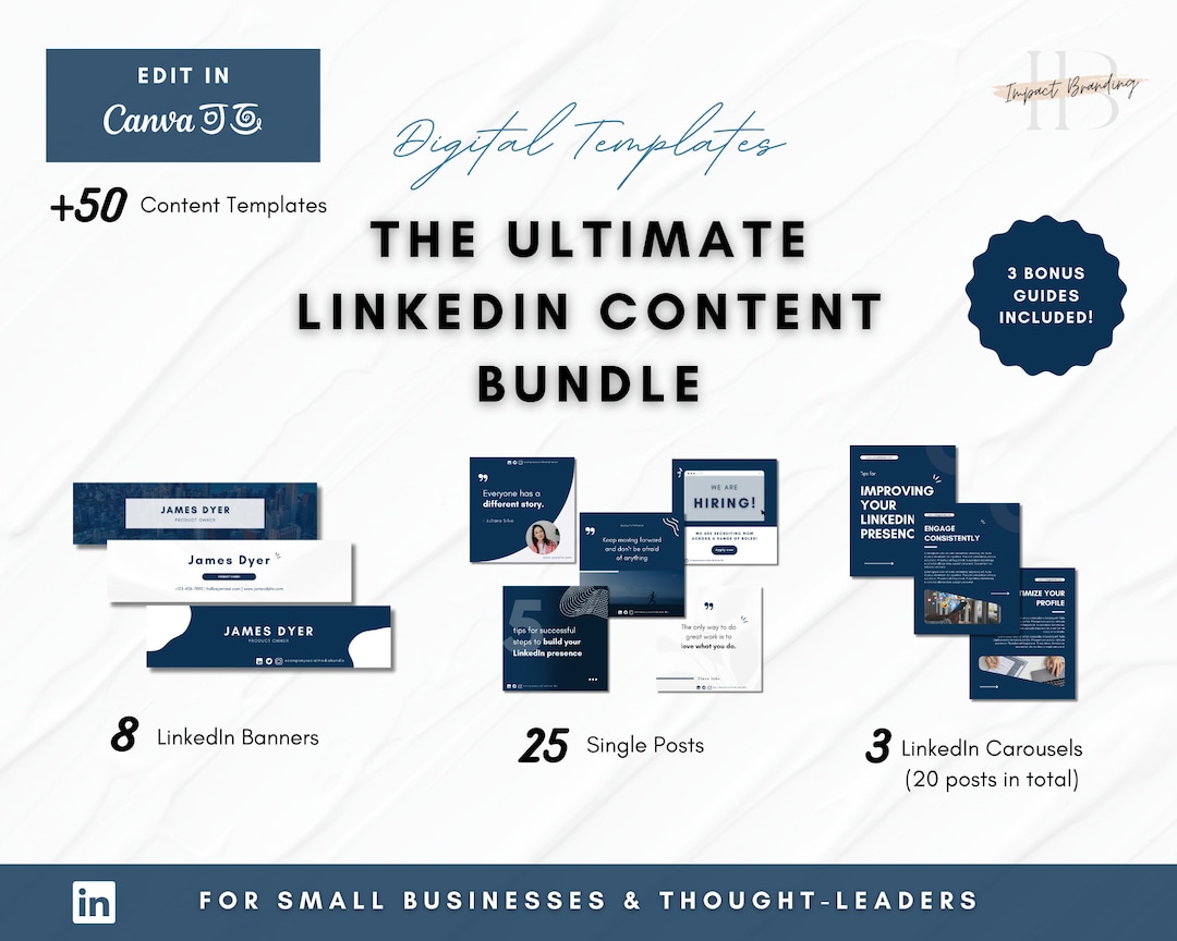 Editable Linkedin Content Templates | Business Branding (canva) - Etsy