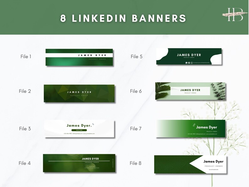 8 Professional Linkedin Banners | Green Modern Style | for Businesses ...