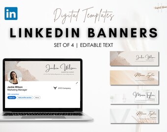 Editable Professional Linkedin Banner With Contact Info Canva - Etsy